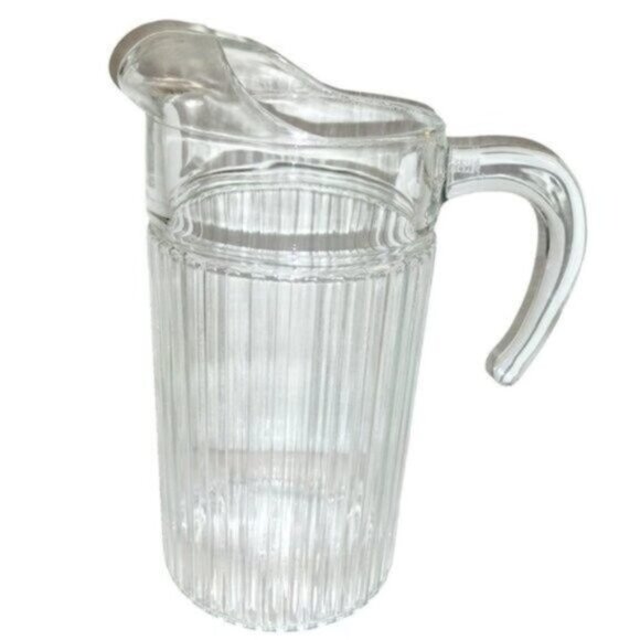 Vintage | Dining | Vintage Tall Clear Glass Water Pitcher Ribbed Sides ...